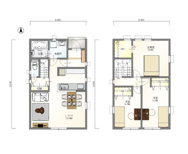 標準プラン：N-Ftype 3LDK2階建て｜厳選プラン｜いえとち工房｜加東・西脇・小野・加西・姫路・三木・たつの・太子・福崎・神戸市西区・垂水の予算内で叶う高性能なデザイン新築住宅