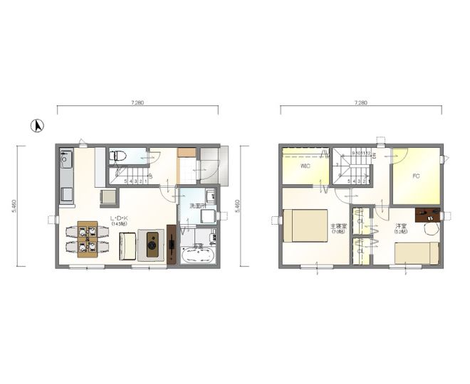 標準プラン：EW-Btype 3LDK2階建て｜厳選プラン｜いえとち工房｜加東・西脇・小野・加西・姫路・三木・たつの・太子・福崎・神戸市西区・垂水の予算内で叶う高性能なデザイン新築住宅