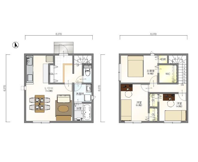 標準プラン：N-Etype 3LDK2階建て｜厳選プラン｜いえとち工房｜加東・西脇・小野・加西・姫路・三木・たつの・太子・福崎・神戸市西区・垂水の予算内で叶う高性能なデザイン新築住宅