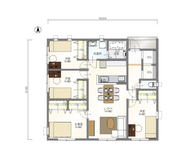 標準プラン：HN-Atype 4LDK平屋｜厳選プラン｜いえとち工房｜加東・西脇・小野・加西・姫路・三木・たつの・太子・福崎・神戸市西区・垂水の予算内で叶う高性能なデザイン新築住宅
