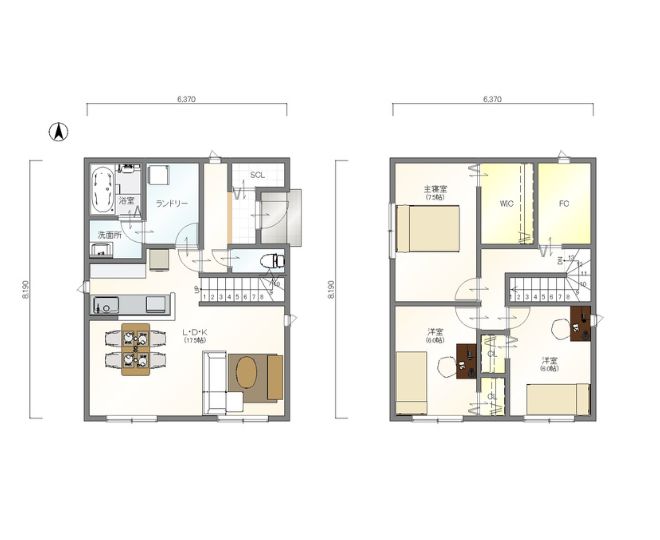 標準プラン：EW-Btype 3LDK2階建て｜厳選プラン｜いえとち工房｜加東・西脇・小野・加西・姫路・三木・たつの・太子・福崎・神戸市西区・垂水の予算内で叶う高性能なデザイン新築住宅